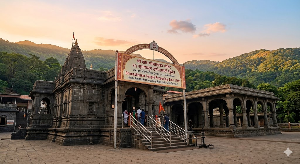 भीमाशंकर मंदिर १५ जूनपासून भाविकांसाठी खुले: ऑनलाईन नोंदणी अनिवार्य ...